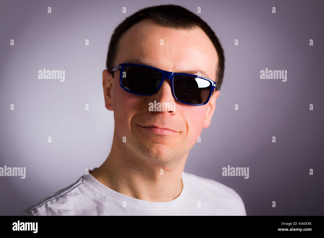 Classic Portrait of sympathetic men in middle-aged, with sunglasses ...