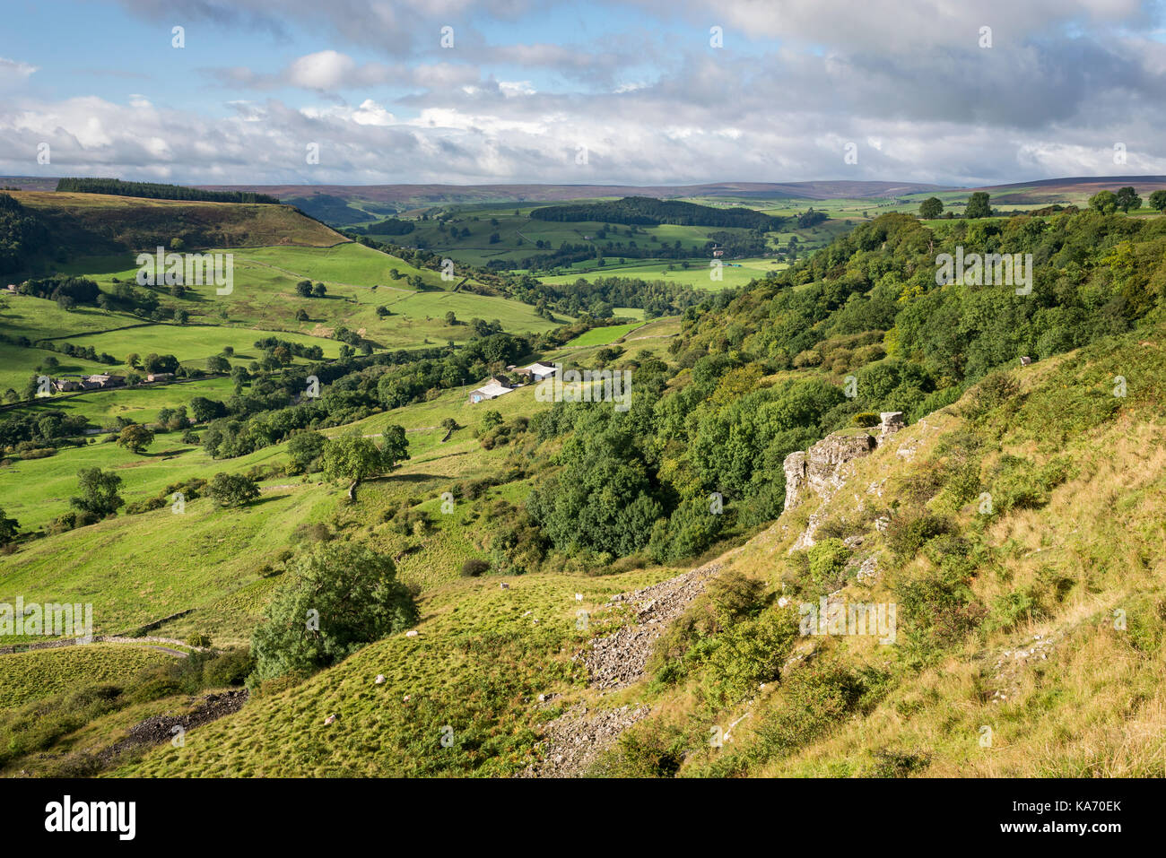 View from Whitcliff Scar near Richmond, Swaledale, North Yorkshire ...