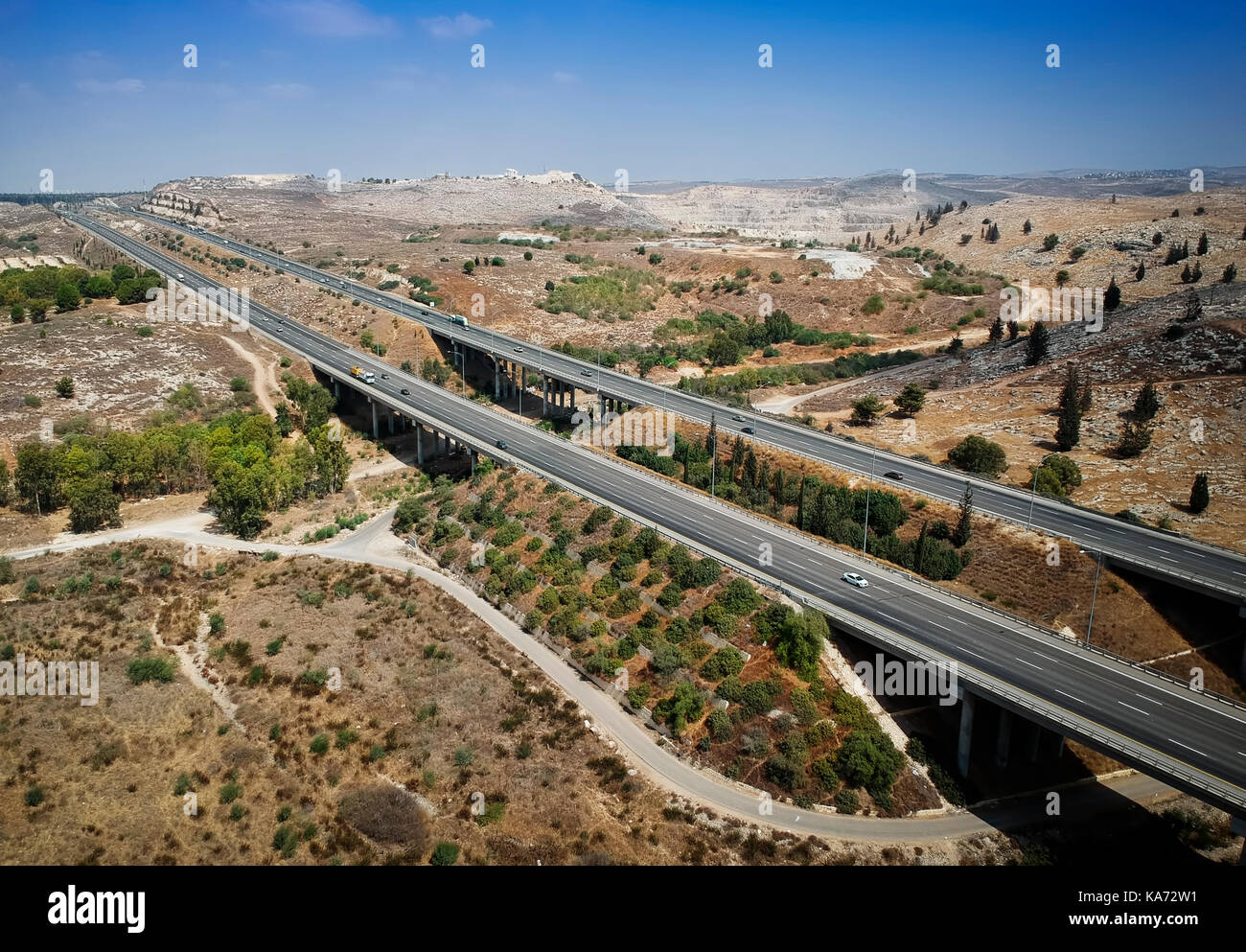 Top View of Trans-Israel Highway or Cross-Israel Highway along the ...