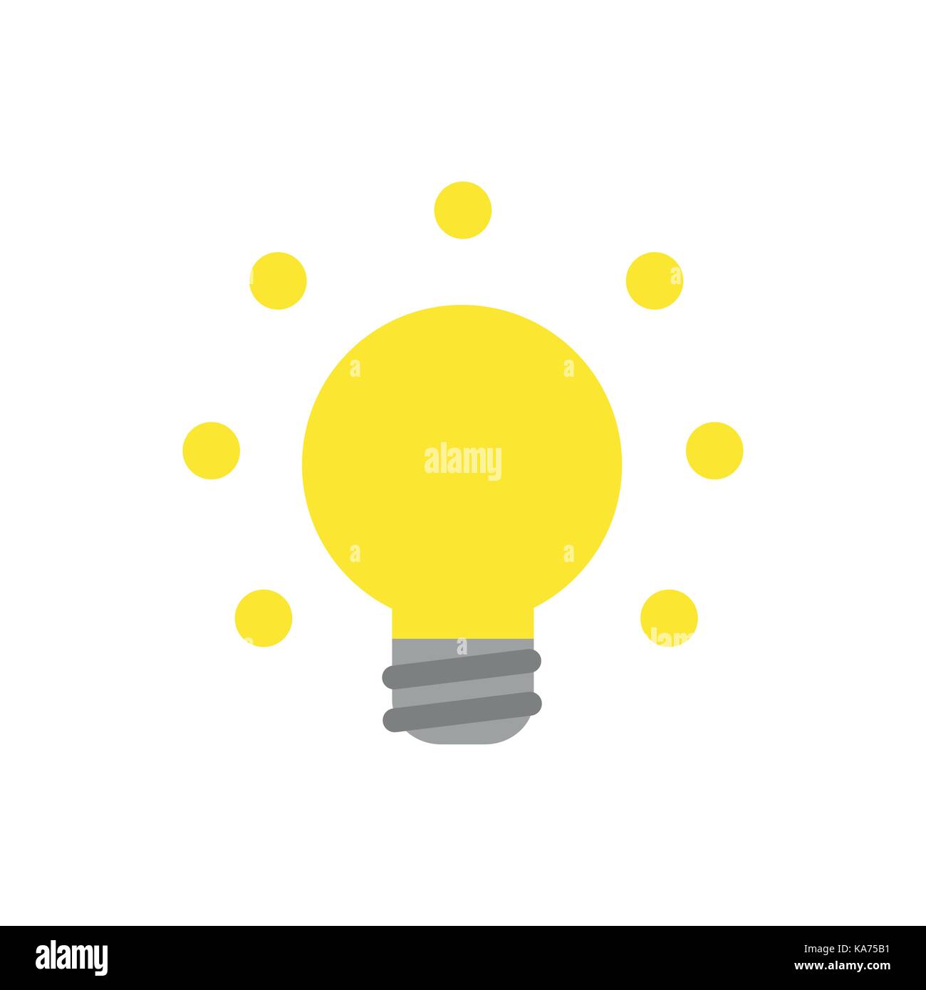 Vector illustration of glowing yellow light bulb icon on white ...