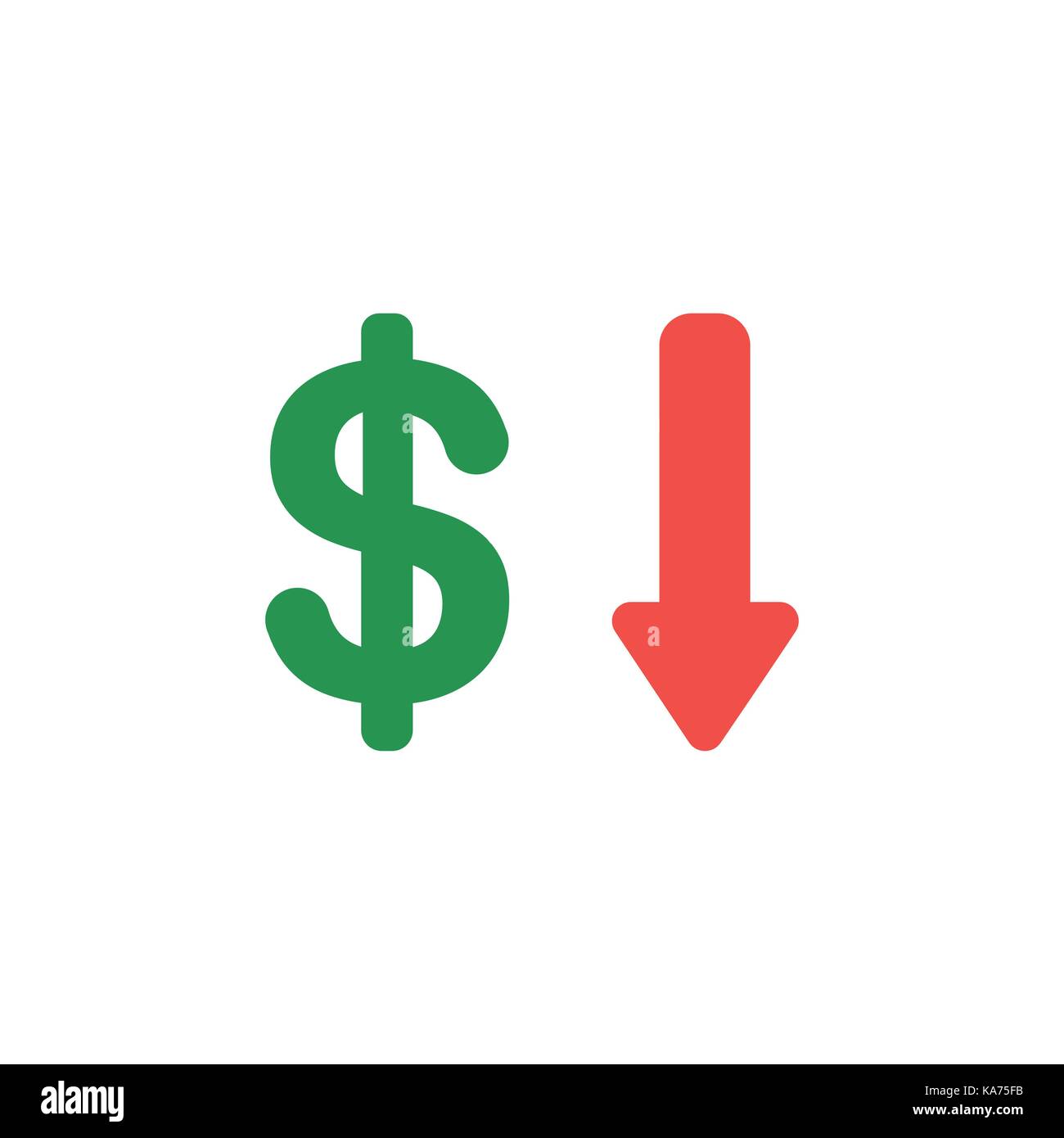 Vector illustration concept of green dollar symbol with red arrow ...