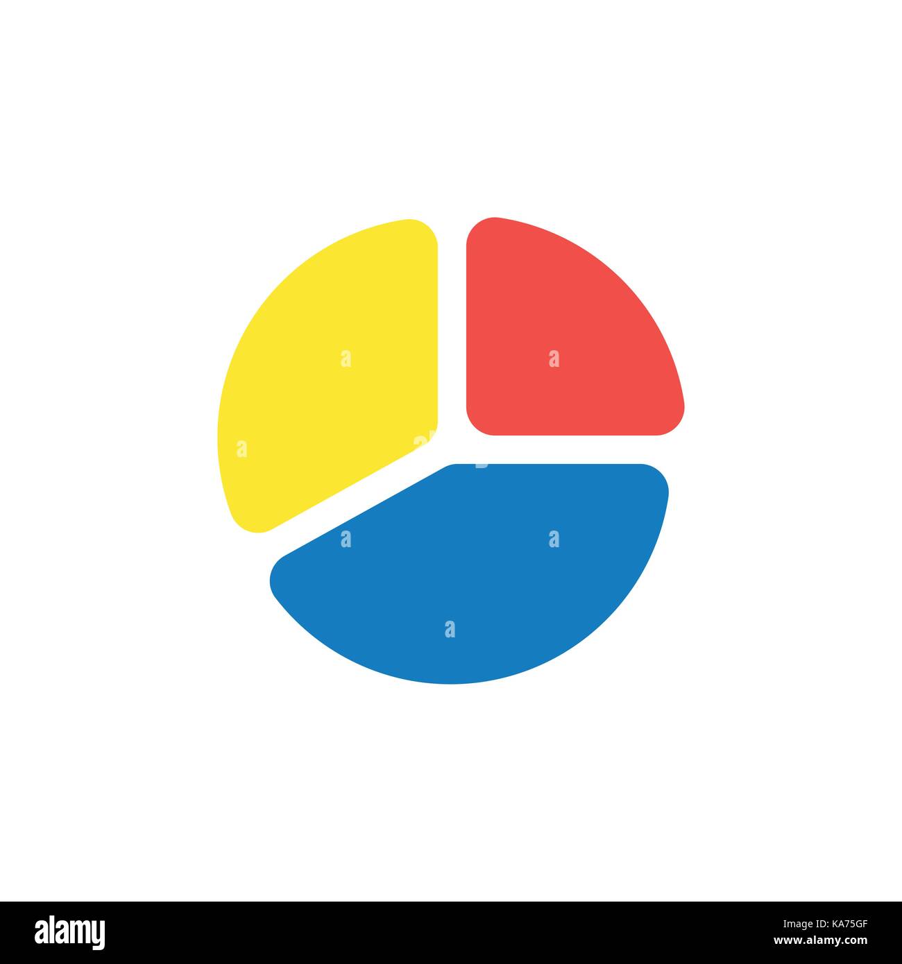 Vector illustration of colorful three part diagram pie chart ...