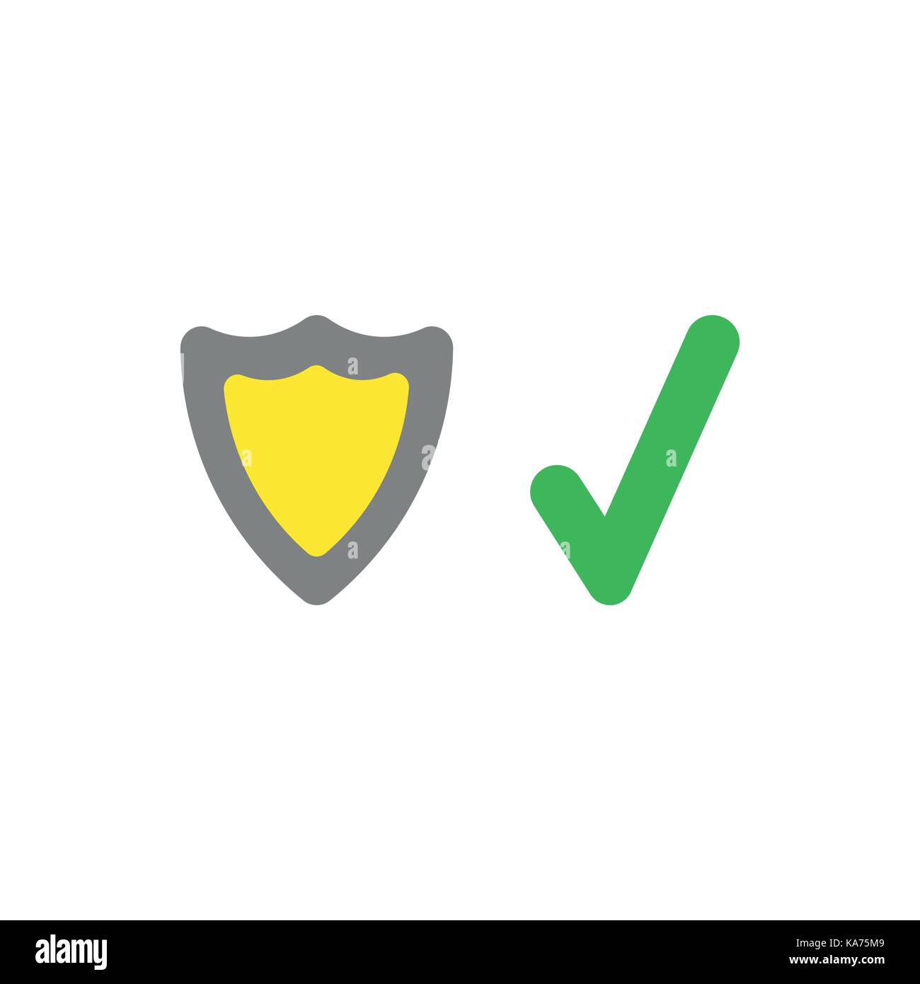 Vector illustration security concept of grey and yellow shield guard ...