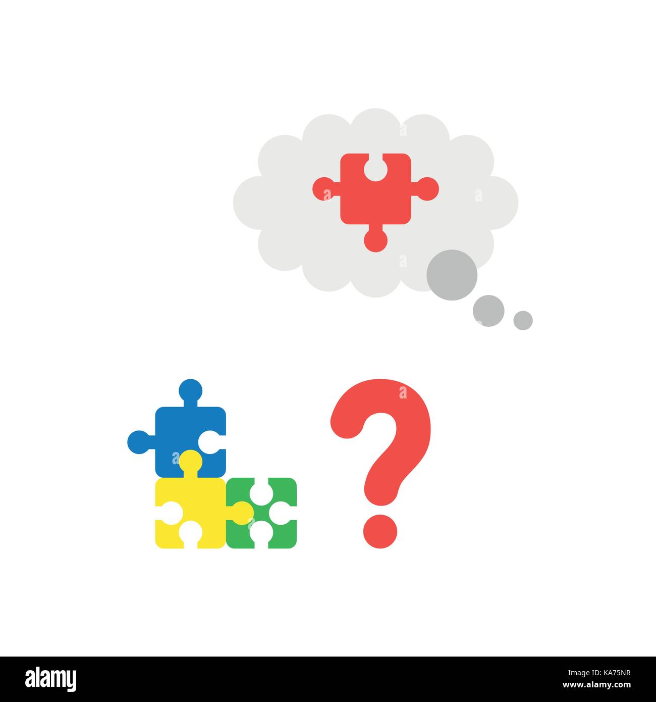 Vector illustration puzzle icon concept with red question mark and blue ...