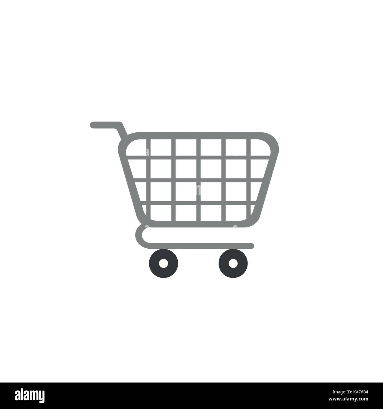 Flat design style vector illustration of grey shopping cart icon on ...