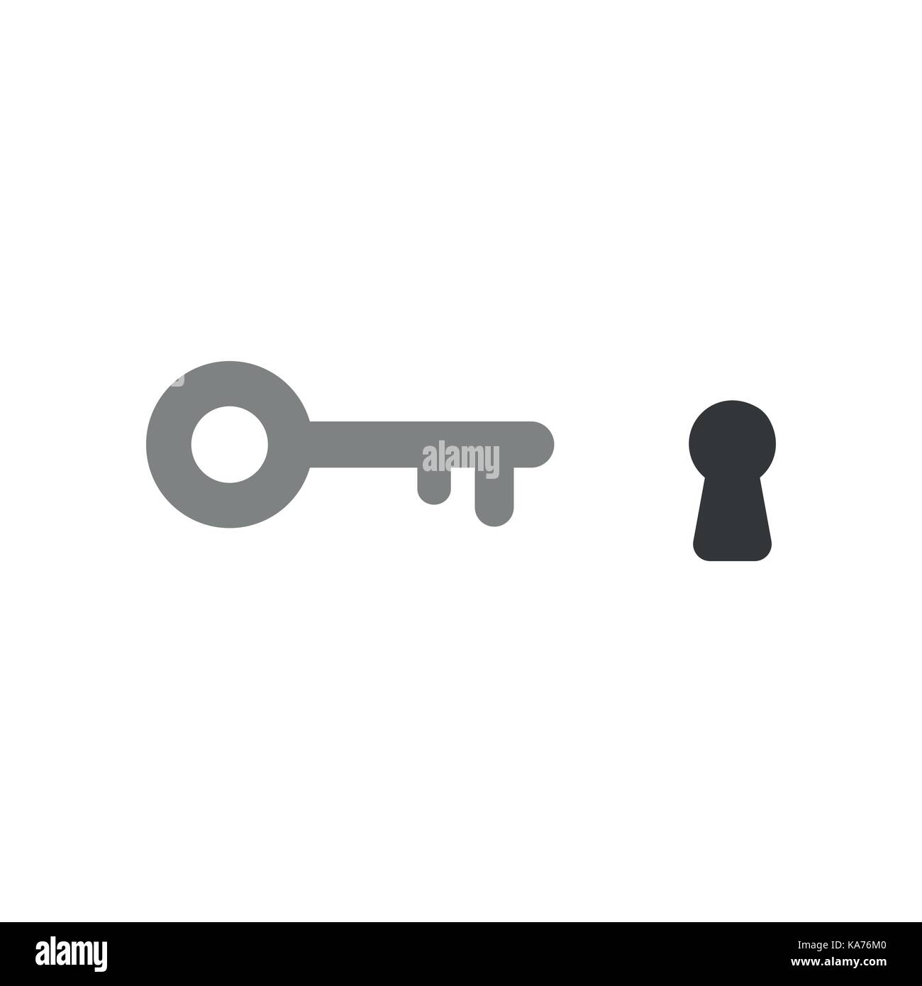 Flat design style vector illustration concept of grey key icon with ...