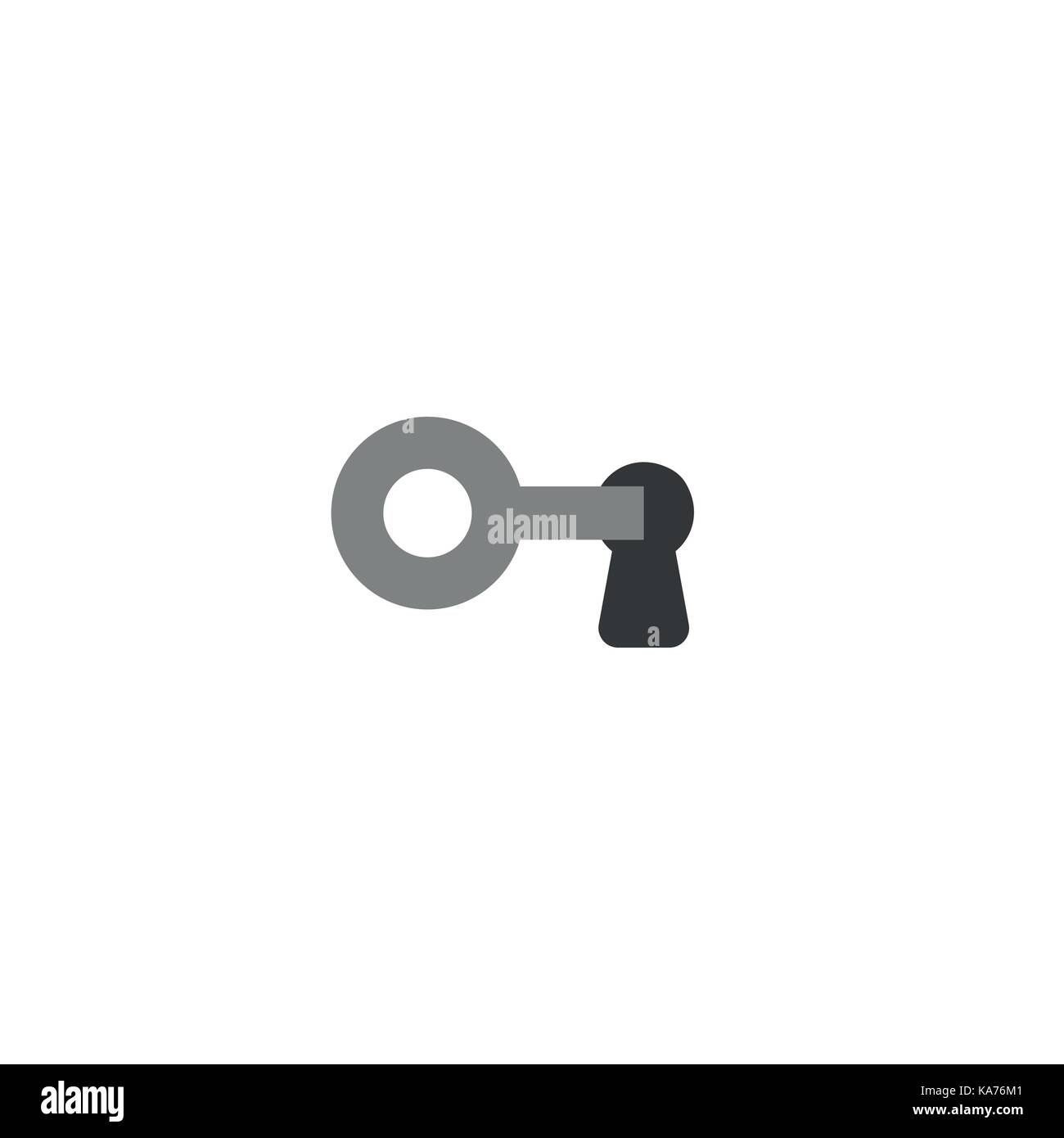 Flat design style vector illustration concept of grey key icon unlock ...