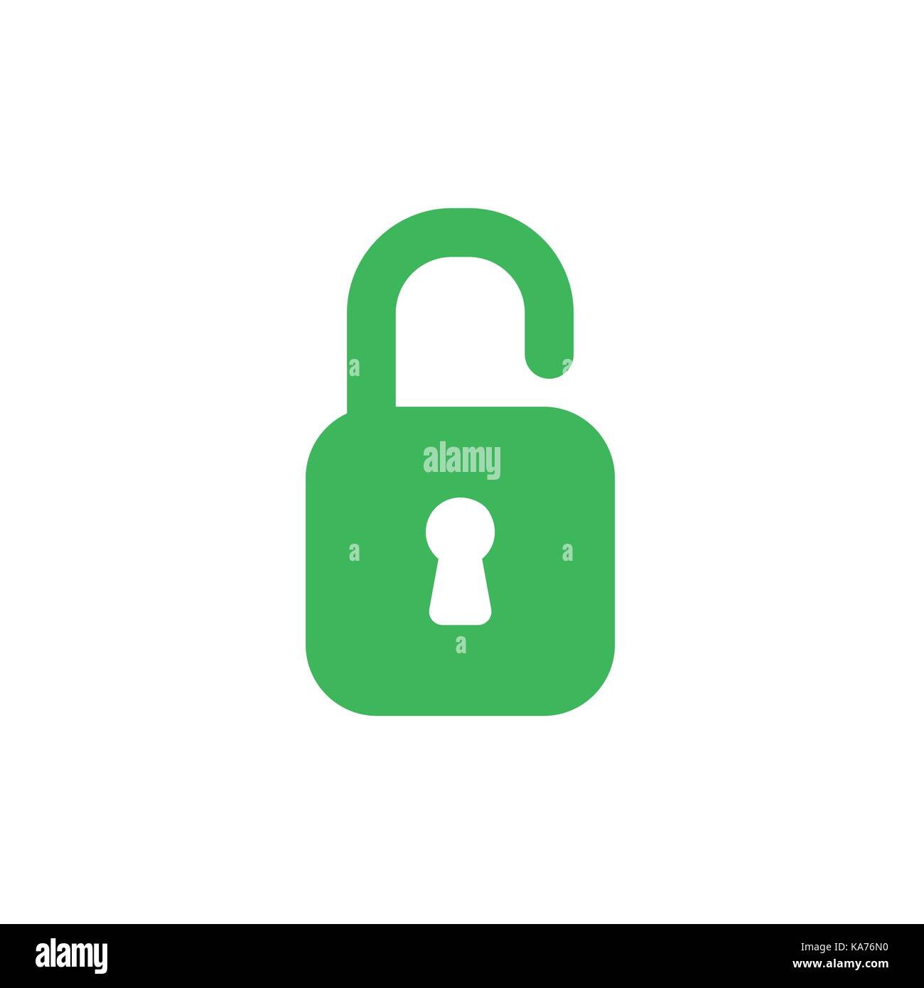 Flat design style vector illustration concept of green open padlock ...
