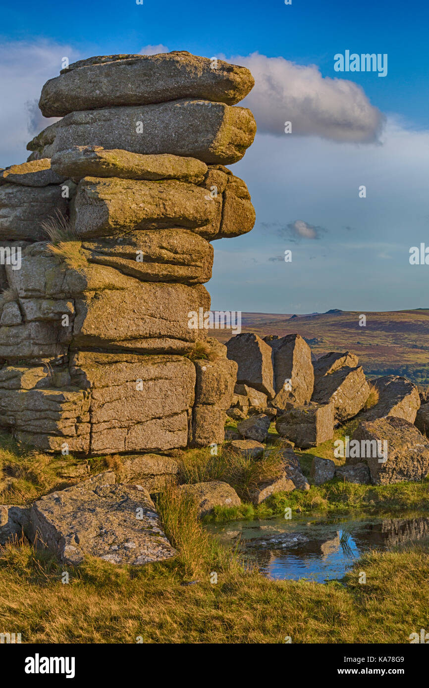 Granite outcrop at Great Staple Tor, Dartmoor National Park, Devon, UK ...