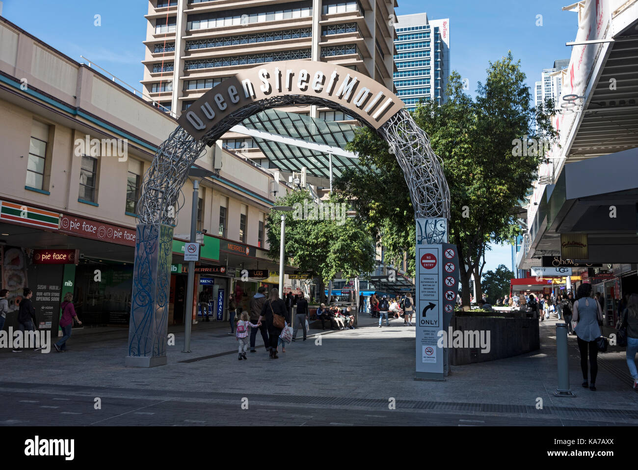 An archway in Queen Street Mall leading up to Queen Street in the main ...