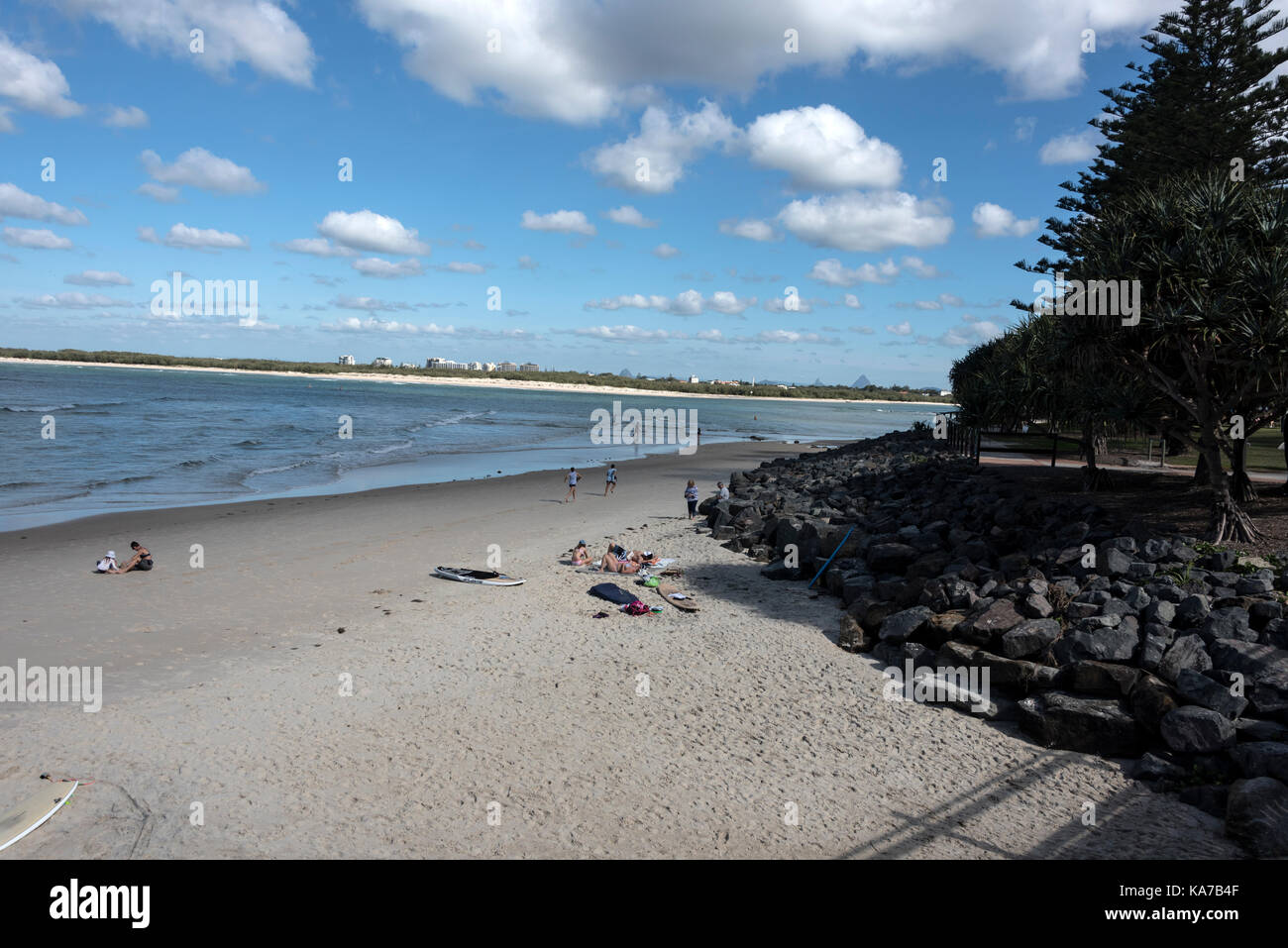 Bulcock Beach facing the Pacific Ocean in Caloundra, Queensland ...