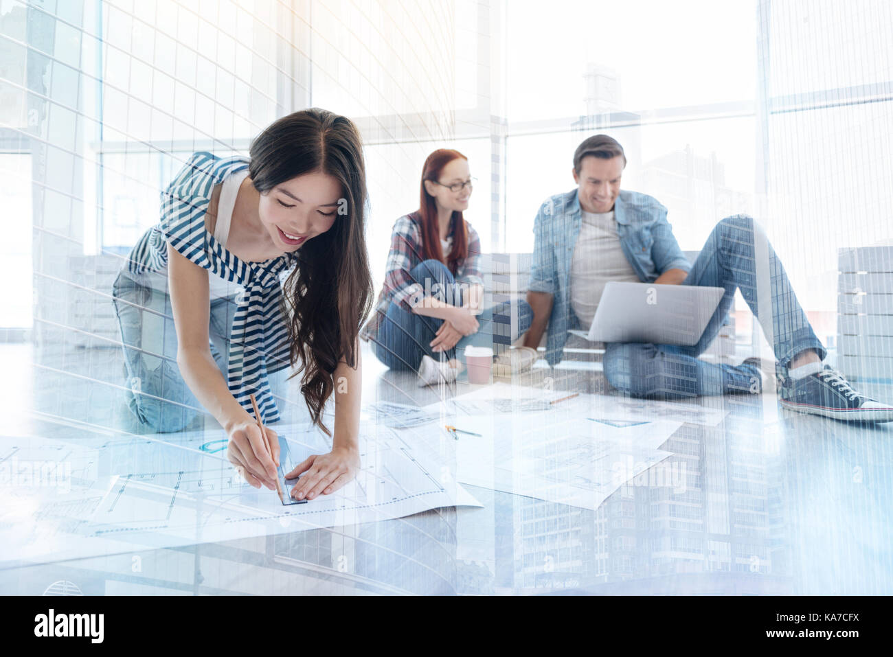 Talented engineer drawing a sketch Stock Photo - Alamy