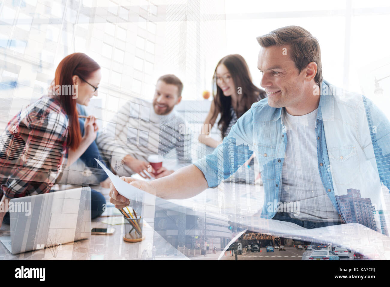 Talented engineers having discussion together Stock Photo - Alamy