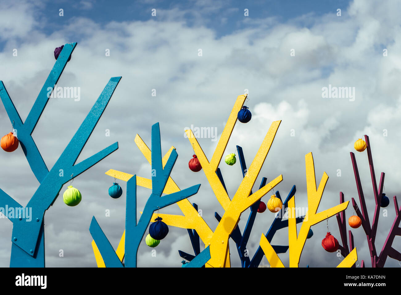 Abstract tree shape on a background of clouds free space horizontal ...