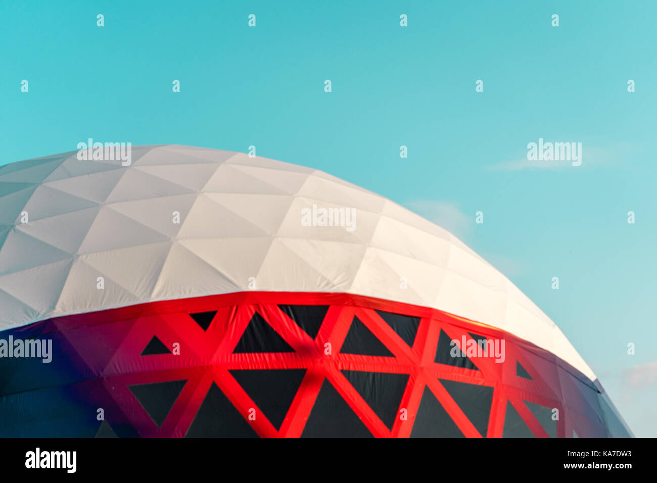 White with red dome pavilion on a turquoise sky background horizontal ...
