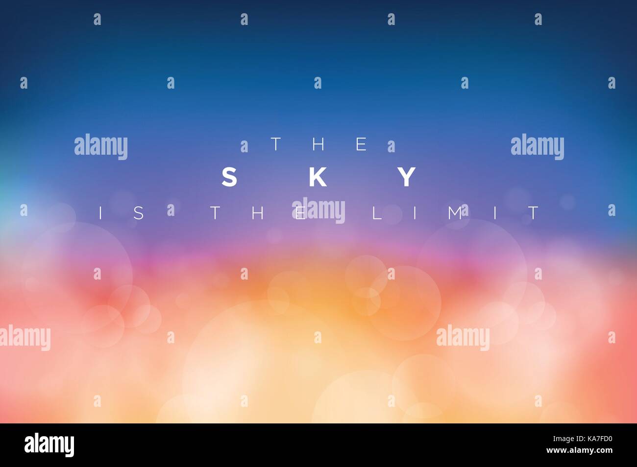 The Sky is the Limit typographic design. Vector cloudly clean blue sky ...
