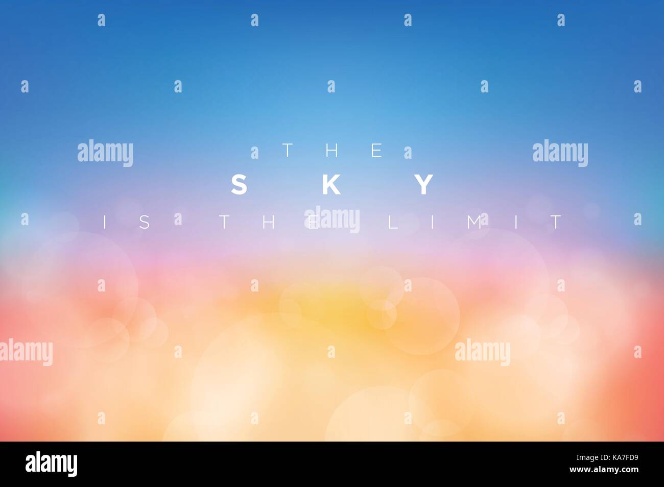 The Sky is the Limit typographic design. Vector cloudly clean blue sky ...