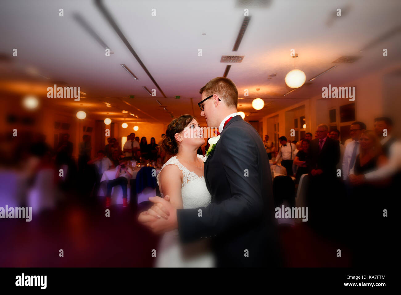 Young bridal couple dancing waltz, Baden-Württemberg, Germany Stock ...