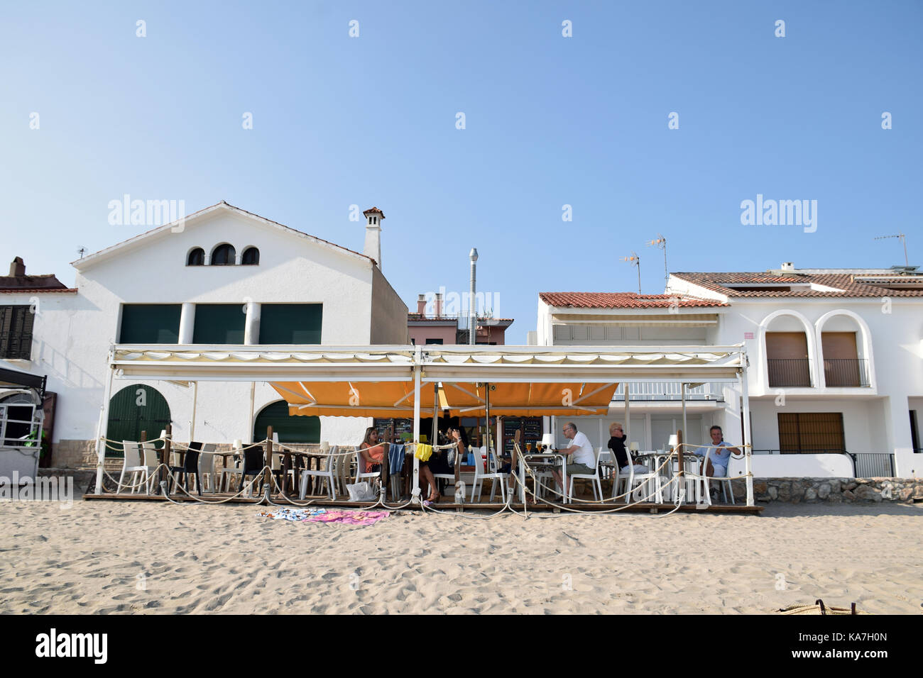 Catalonia, Spain Sep 2017. Altafulla beach near Tarragona, Costa Dorada ...