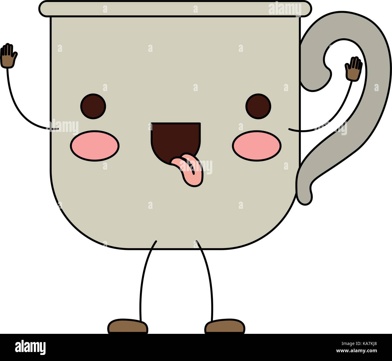 glass mug of coffee with handle cartoon colorful silhouette Stock ...