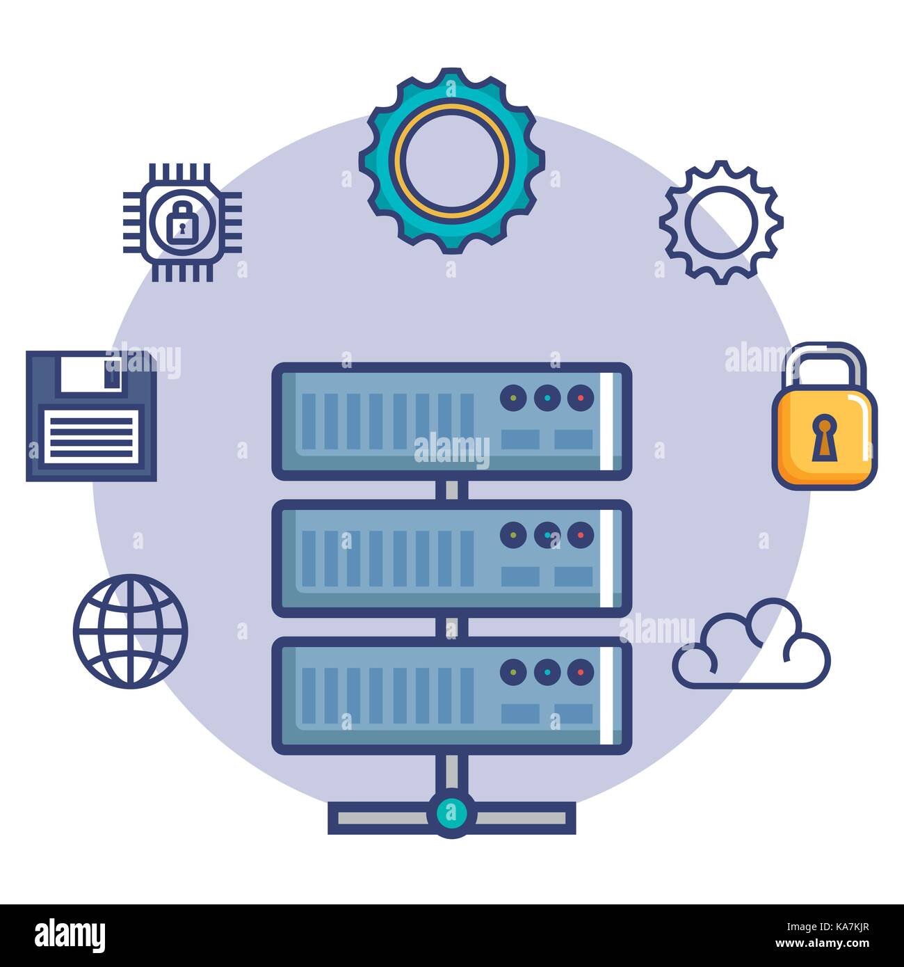 data center set flat icons Stock Vector Image & Art - Alamy