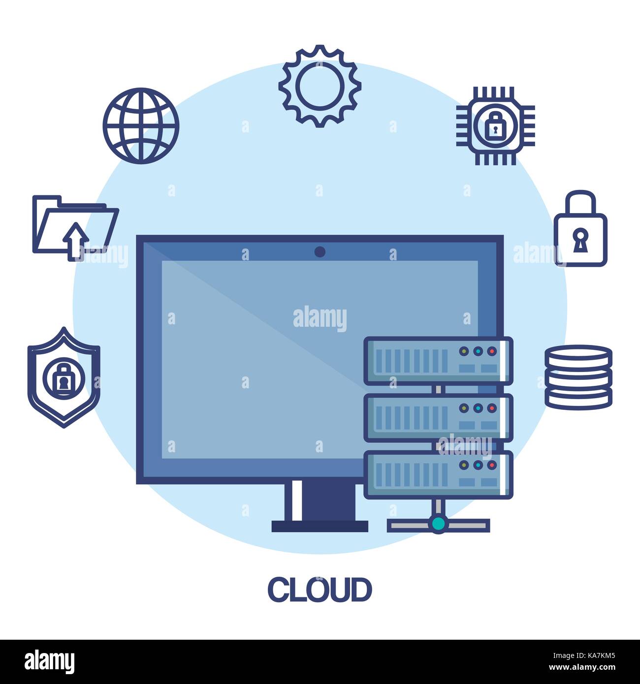 cloud computing set flat icons Stock Vector Image & Art - Alamy