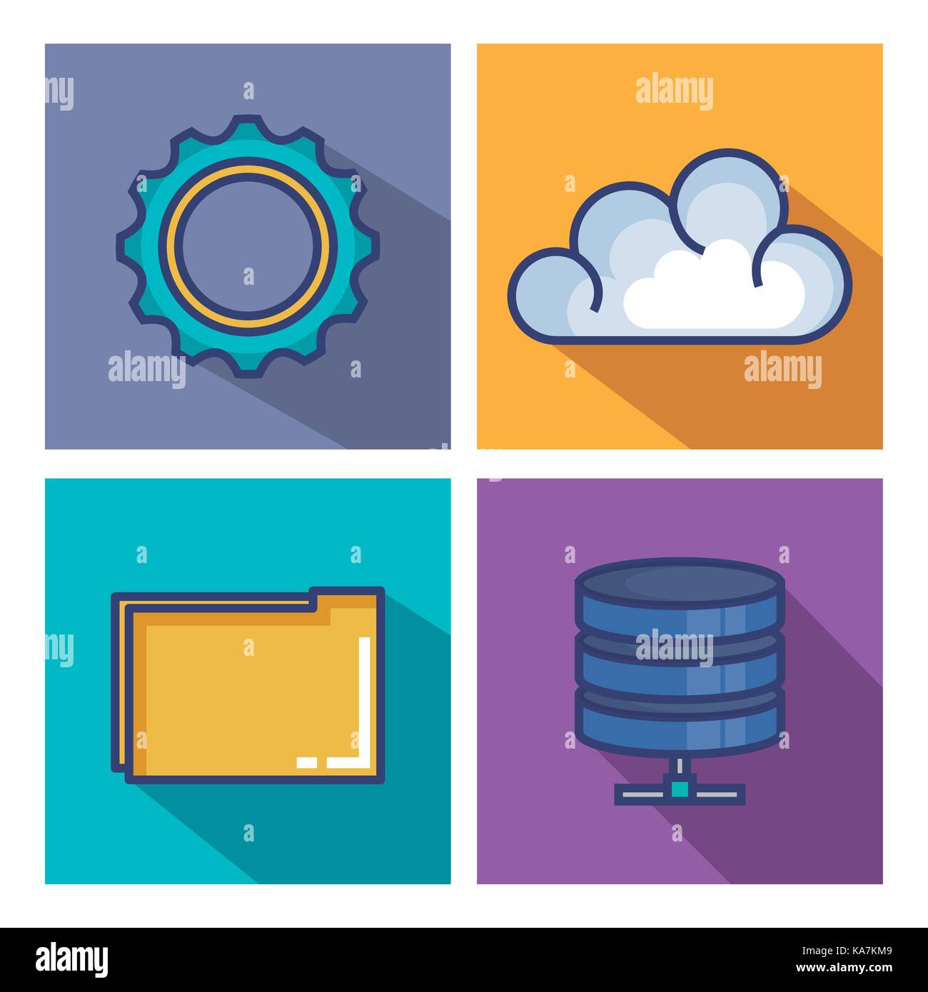 cloud computing set flat icons Stock Vector Image & Art - Alamy