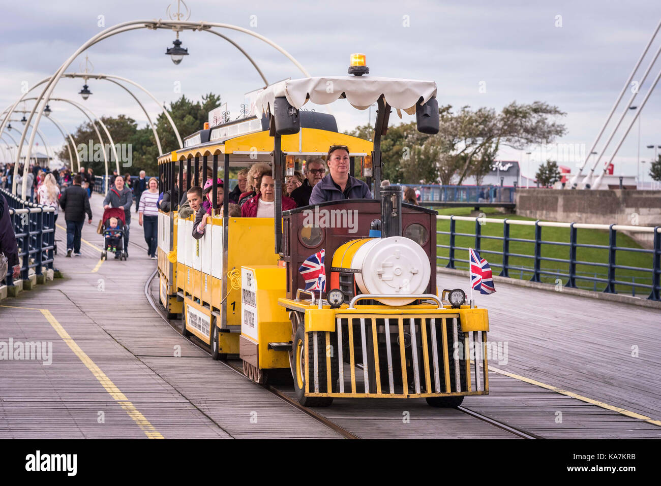 Southport The pier train Stock Photo - Alamy