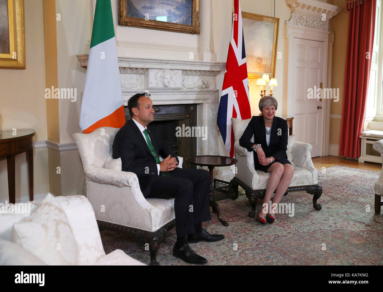 Prime Minister Theresa May and Irish Taoiseach Leo Varadkar during a ...