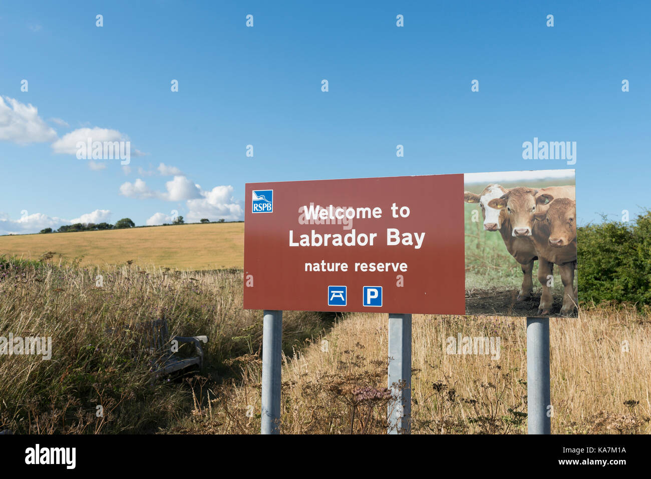 Sign welcoming visitors to Labrador Bay - Maidencombe - Torquay, Devon ...