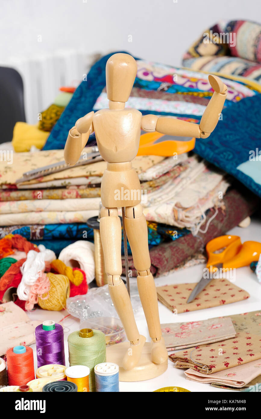 many accessories for sewing a patchwork Stock Photo - Alamy