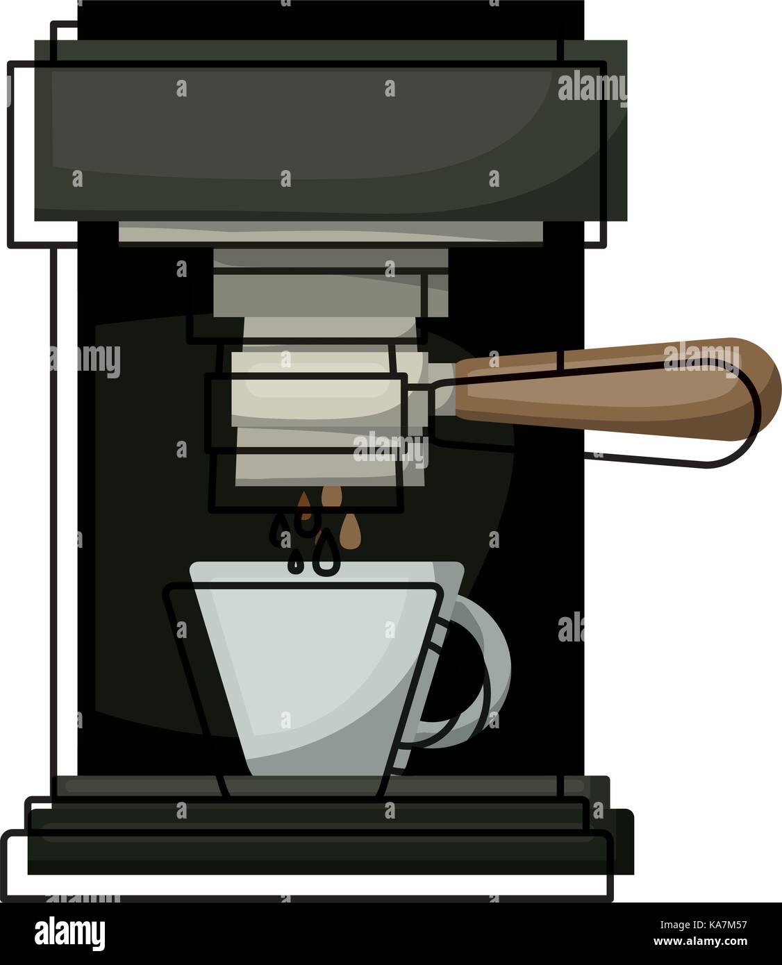 coffee espresso machine front view colorful watercolor silhouette Stock ...