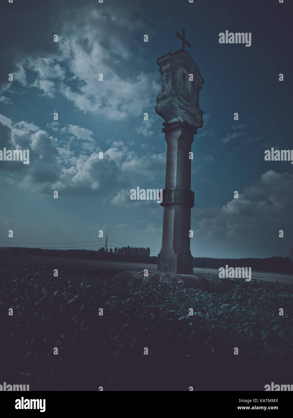 Creepy scene of a religious piety column Stock Photo - Alamy