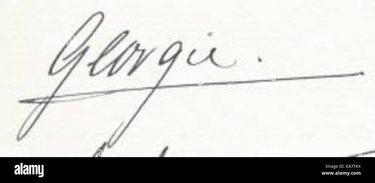 Signature of Prince George of Greece and Denmark signing as Georgie ...