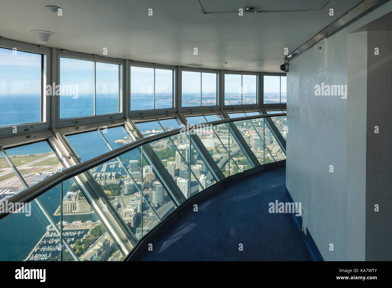 Toronto,Canada-august 2,2015:panoramic windows on the top of Cn tower ...