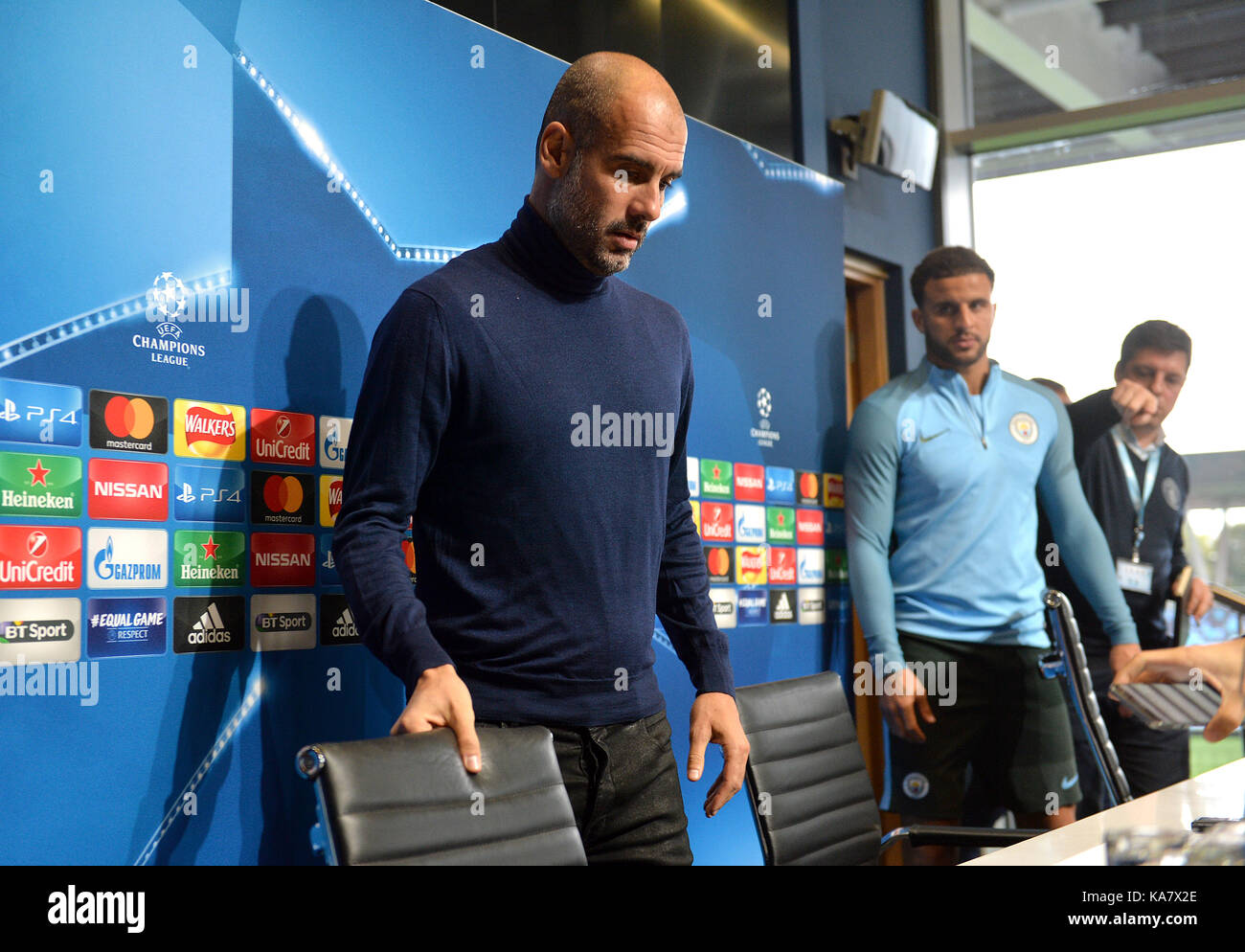 Manchester City manager Pep Guardiola during the press conference at ...