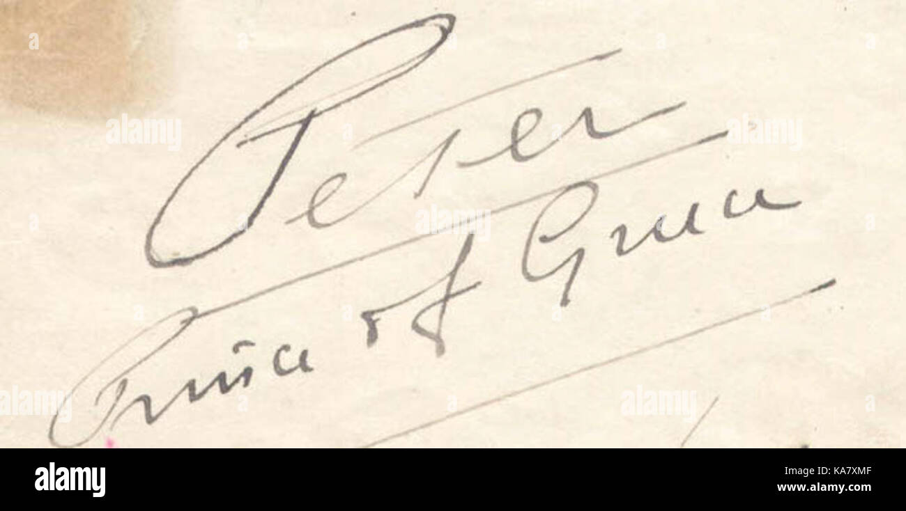 Signature of Prince Peter of Greece and Denmark Stock Photo - Alamy