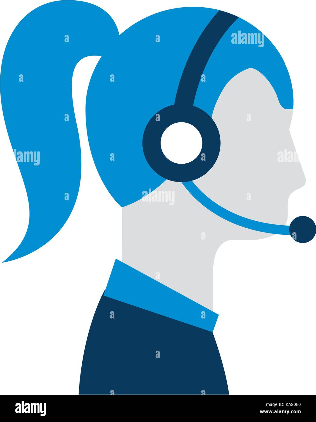 operator woman profile customer service wearing headphones and ...