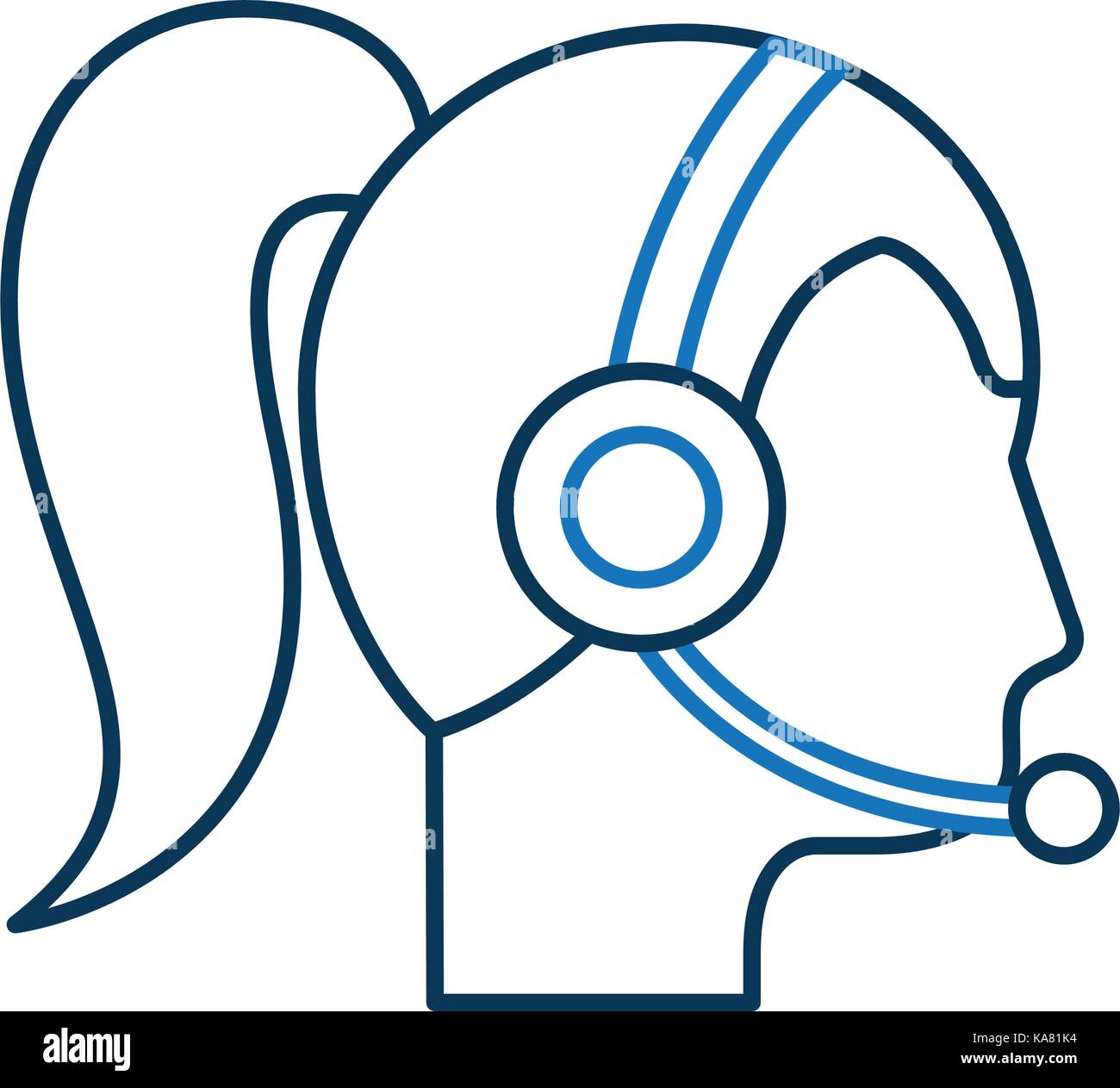 operator woman profile customer service wearing headphones and ...