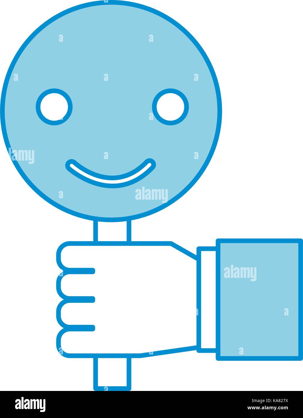 hand holding placard smiley call center customer icon Stock Vector ...