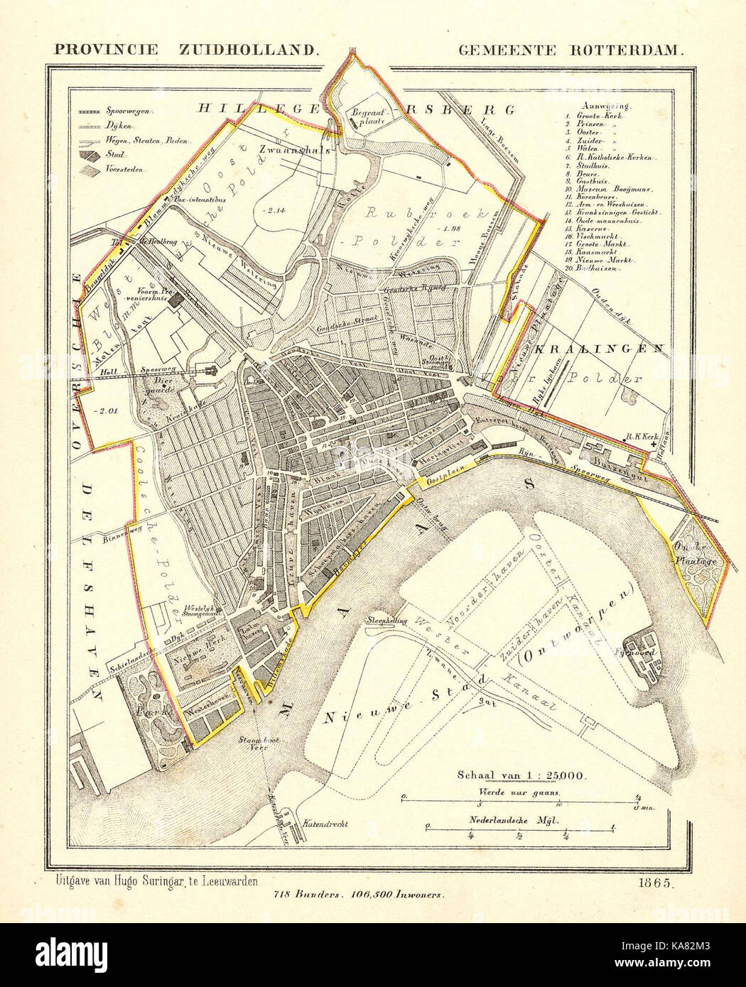 Rotterdam, Gemeente Atlas van Nederland, 1865 Stock Photo - Alamy