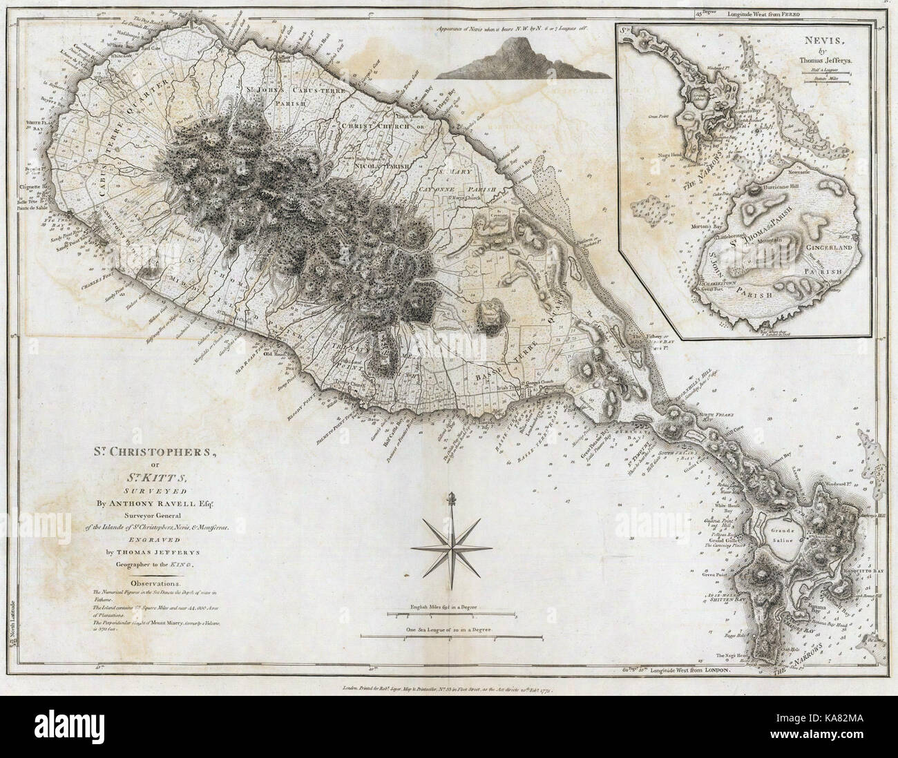 St Christopher 1775 map Stock Photo - Alamy