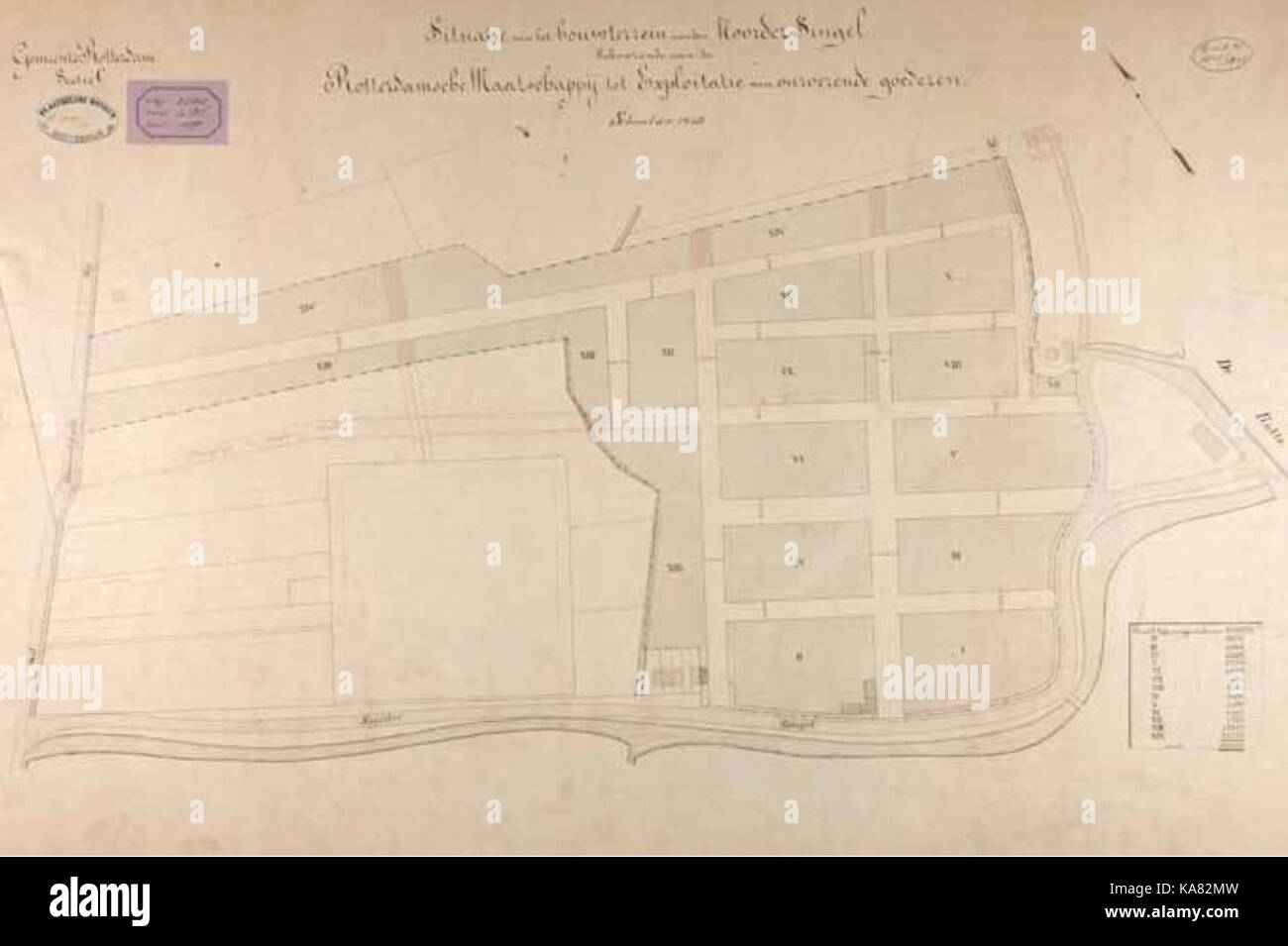 Stratenplan voor Erasmuskwartier door Rotterdamsche Maatschappij tot ...