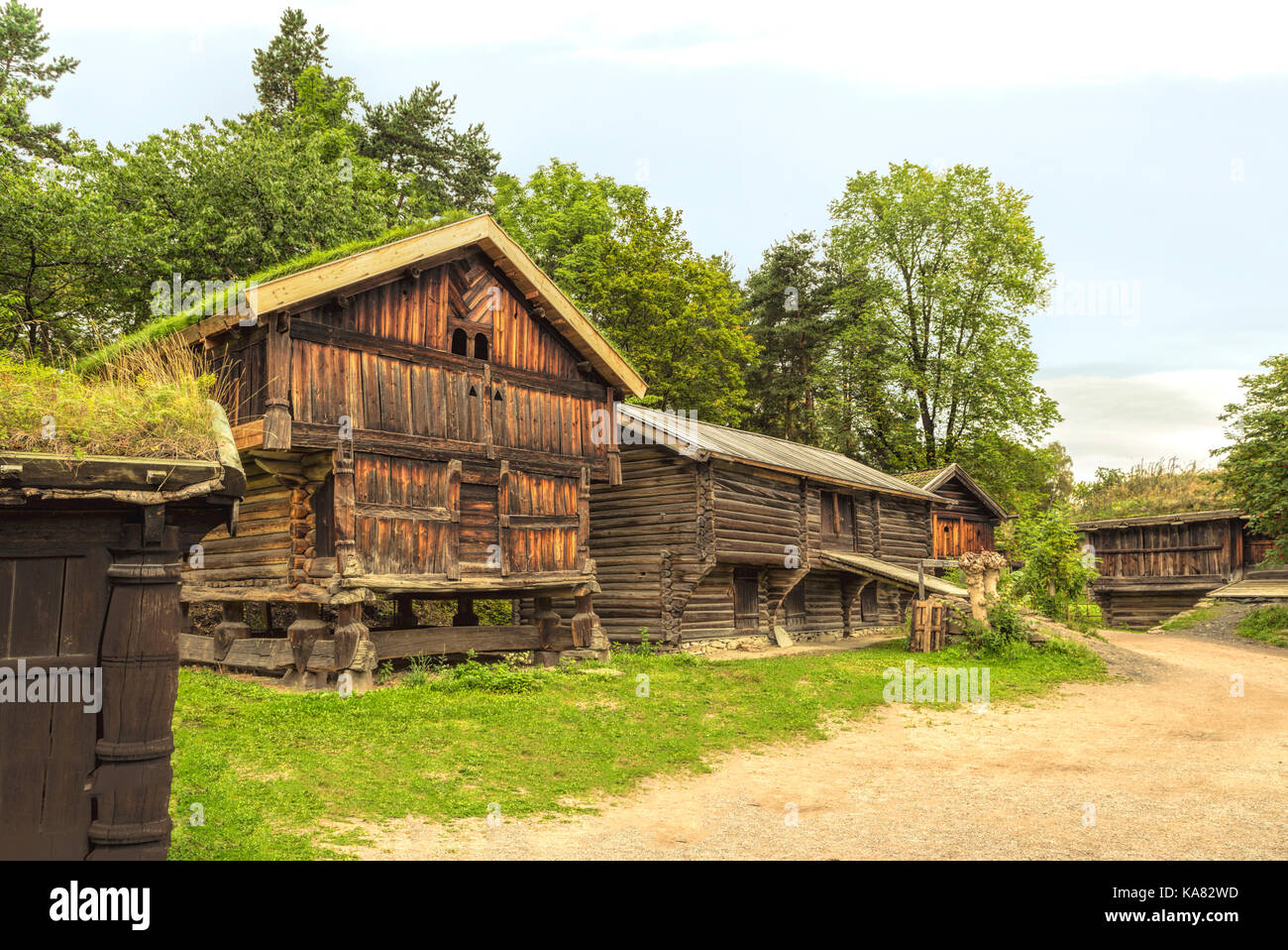 Farmsteads from Numedal in scenic surroundings in the Norwegian Folk ...