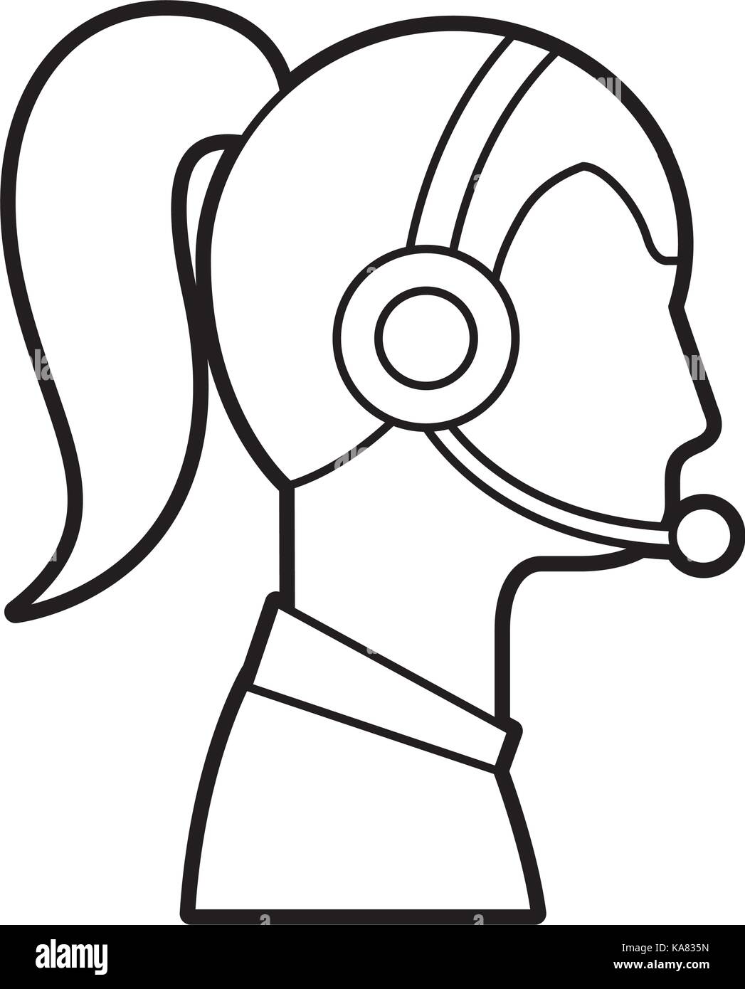 operator woman profile customer service wearing headphones and ...