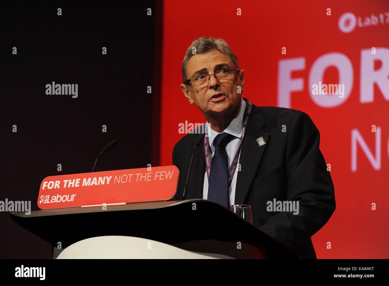 Brighton, UK. 25th Sep, 2017. Dave Prentis, General Secretary of UNISON ...