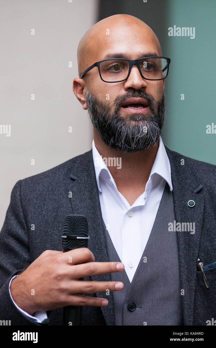 London, UK. 25th Sep, 2017. Asim Quereshi, CAGE Research Director ...