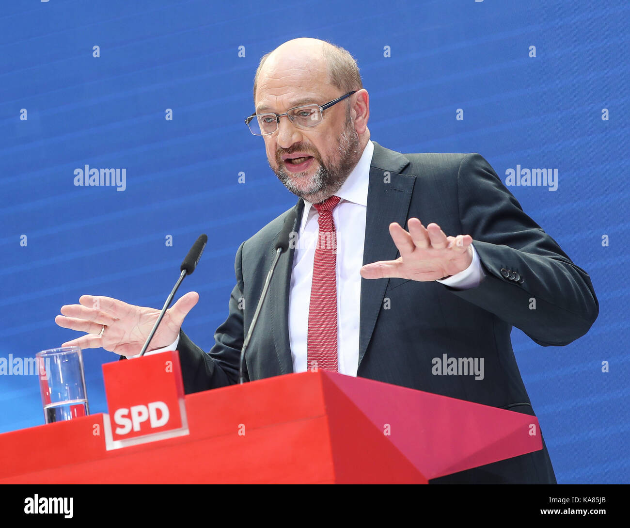 Berlin, Germany. 25th Sep, 2017. Leader of the Social Democratic Party ...