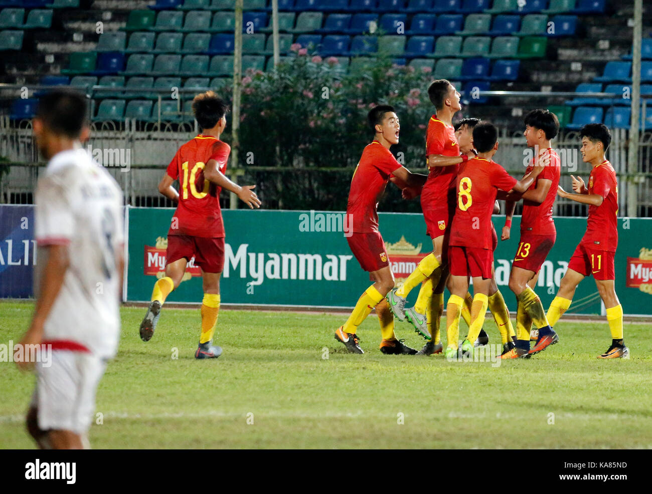 Yangon, Myanmar. 25th Sep, 2017. Players of China celebrate after ...