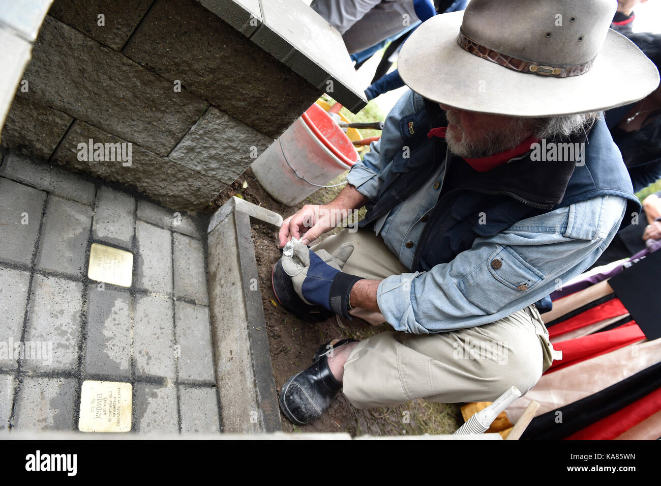 The first Stolpersteine or stumbling blocks commemorating victims of ...